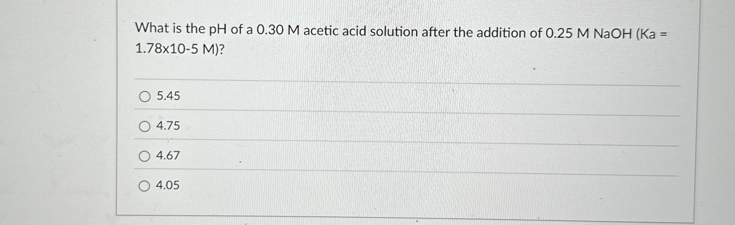 Solved What is the pH of a 0.30 ﻿M acetic acid solution | Chegg.com
