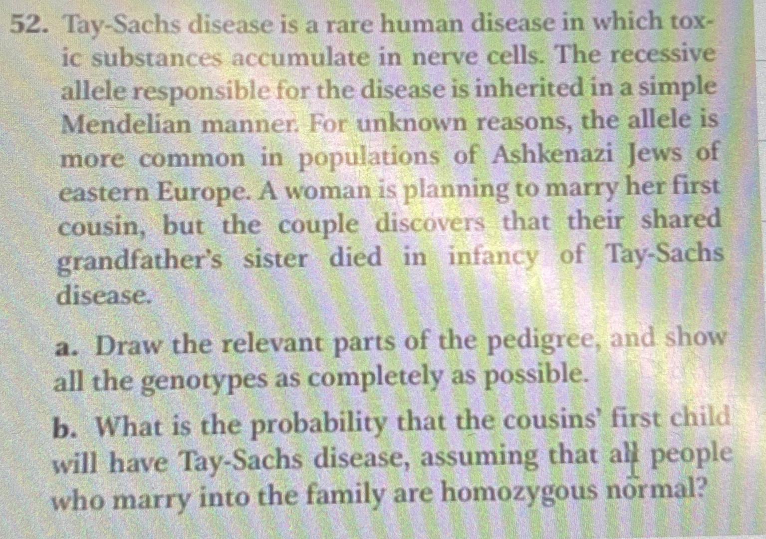 Solved Tay-Sachs disease is a rare human disease in which | Chegg.com