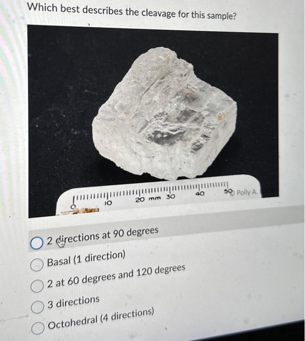 Solved Which best describes the cleavage for this sample? | Chegg.com
