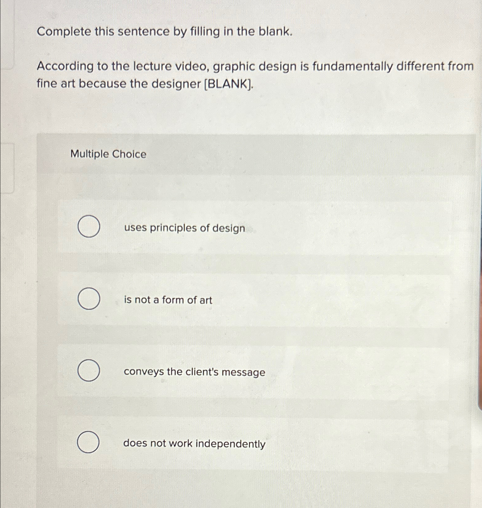 Solved Complete this sentence by filling in the | Chegg.com