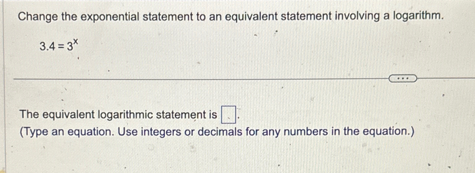 Solved Change the exponential statement to an equivalent | Chegg.com