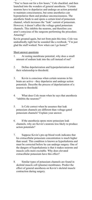 Solved Nervous System Case Study Name: Going Under the | Chegg.com