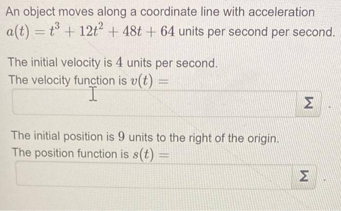 Solved An Object Moves Along A Coordinate Line With