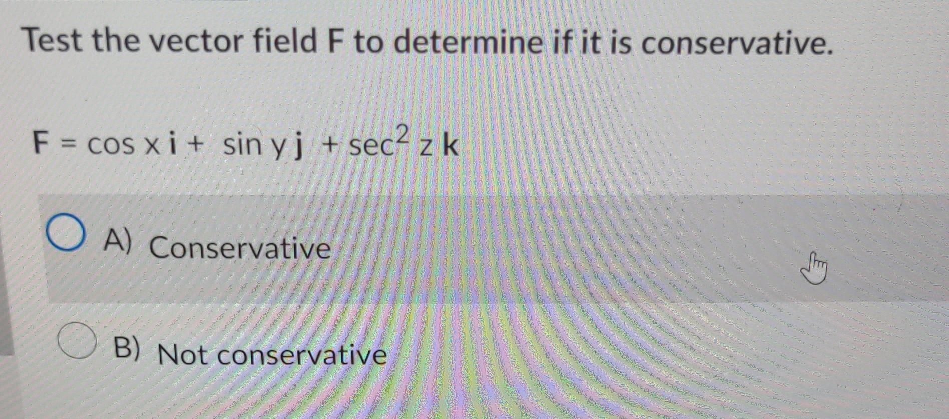 Solved Test the vector field \\( \\mathrm{F} \\) to | Chegg.com