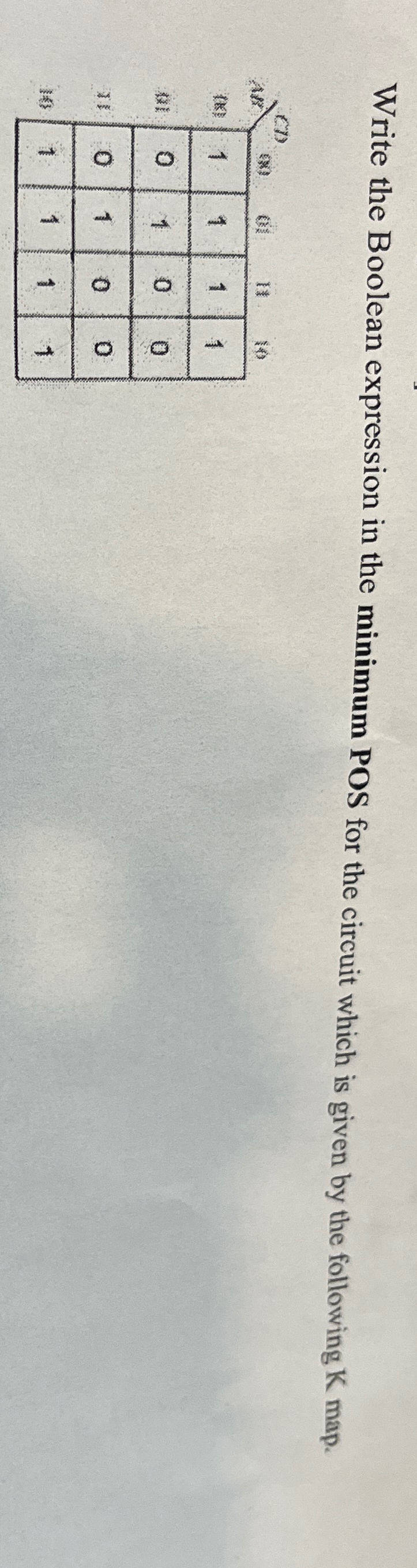 Solved Write the Boolean expression in the minimum POS for | Chegg.com