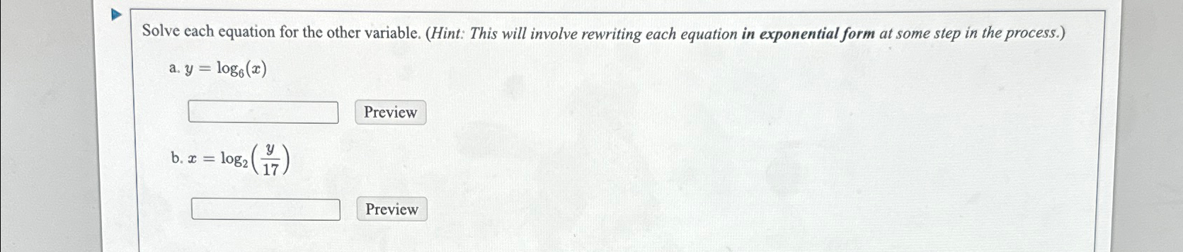 Solved Solve each equation for the other variable. (Hint: | Chegg.com