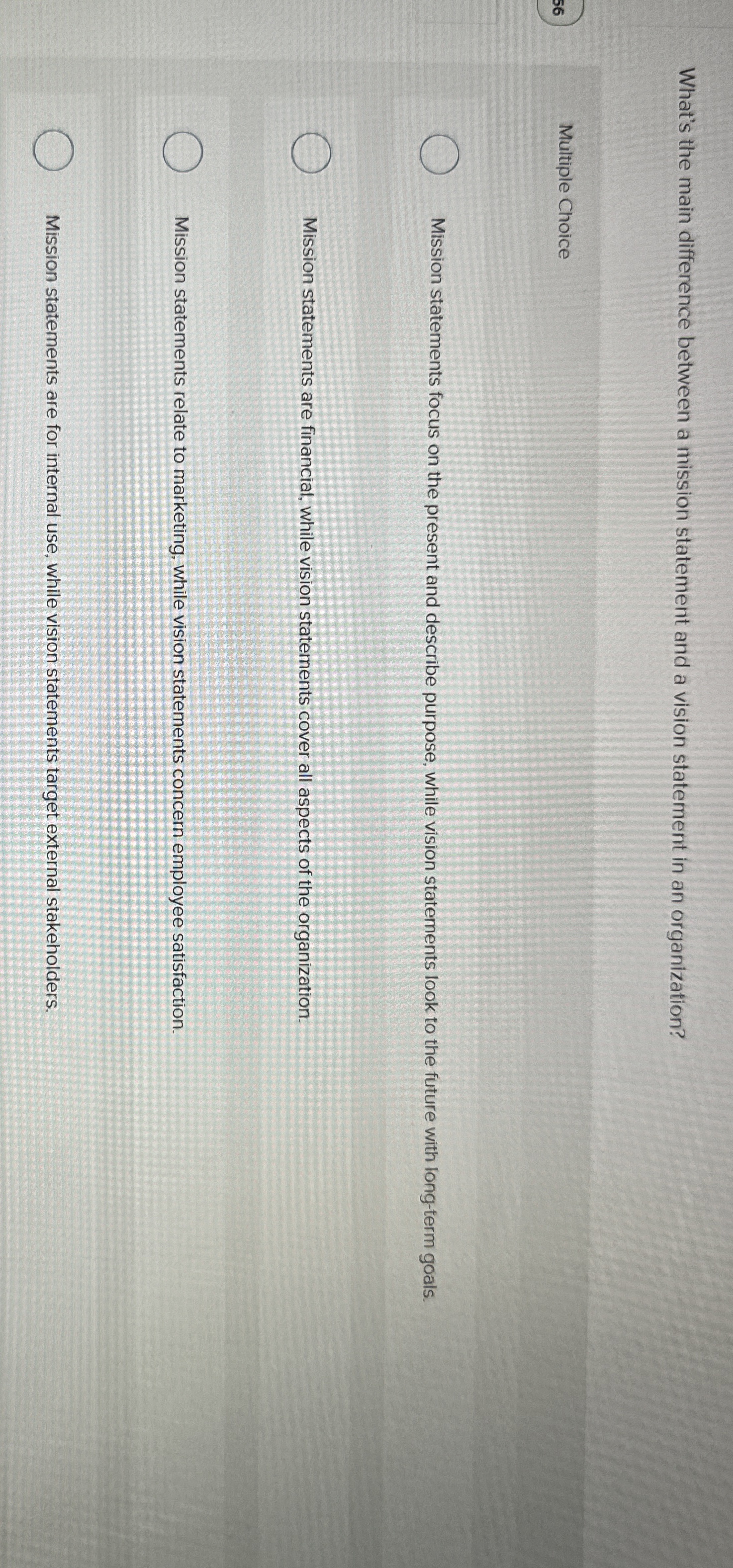 Solved What's the main difference between a mission | Chegg.com