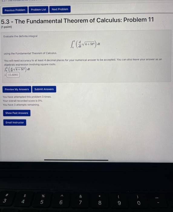 Solved 5.3 - The Fundamental Theorem of Calculus: Problem 11 | Chegg.com