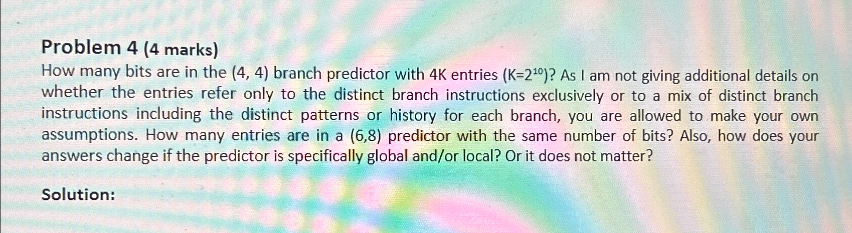 Solved Problem 4 (4 ﻿marks)How many bits are in the (4,4) | Chegg.com