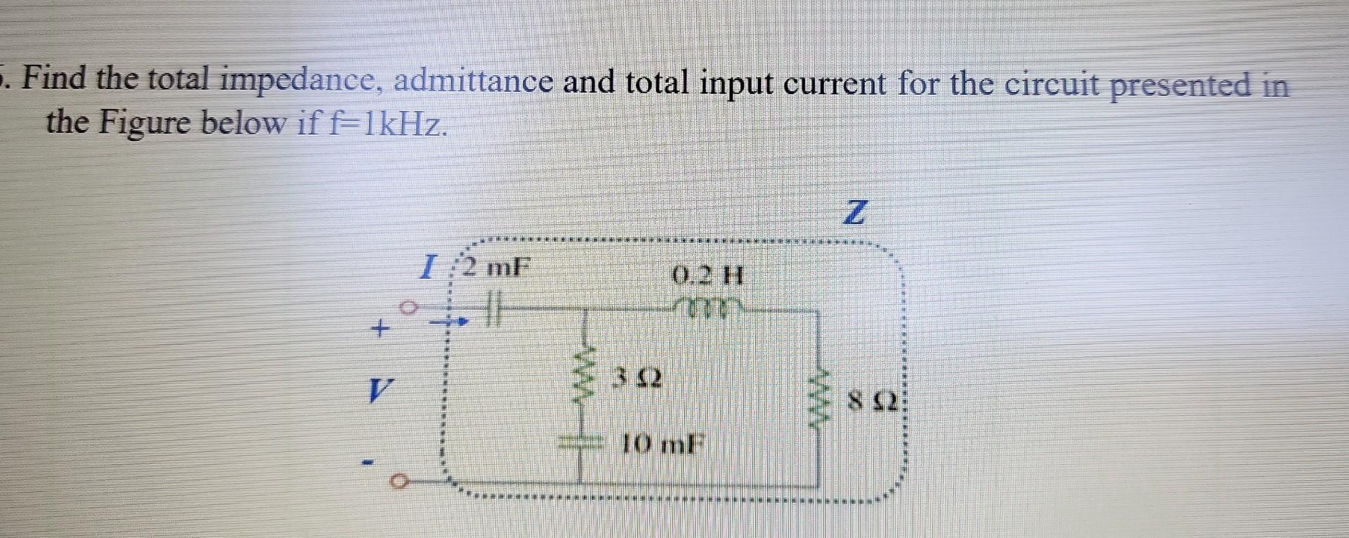 Solved Find the total impedance, admittance and total input | Chegg.com