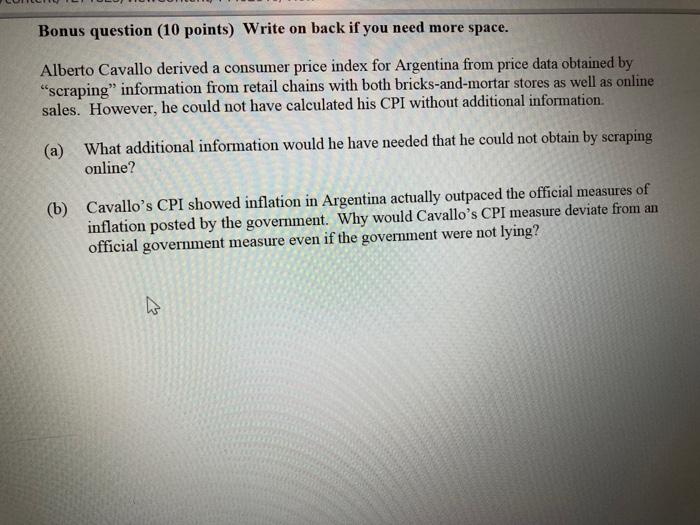 Solved Bonus question (10 points) Write on back if you need | Chegg.com