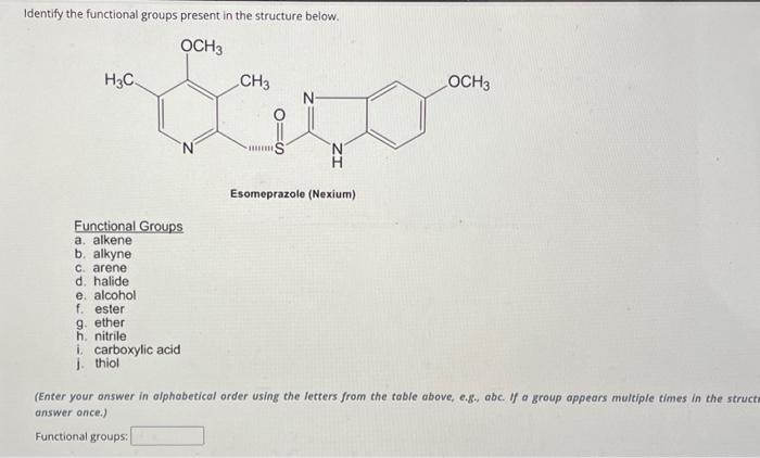 Solved Identify the functional groups present in the | Chegg.com