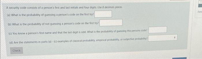Solved A security code consists of a person's first and last | Chegg.com