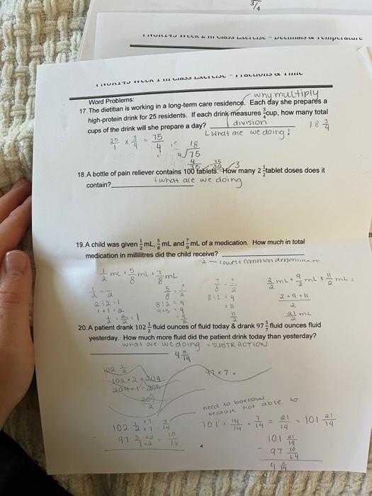 Solved Word Problems: Why multiply 17. The dietitian is | Chegg.com