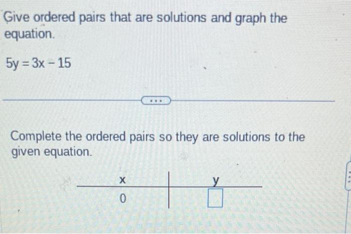 Solved Give ordered pairs that are solutions and graph the | Chegg.com