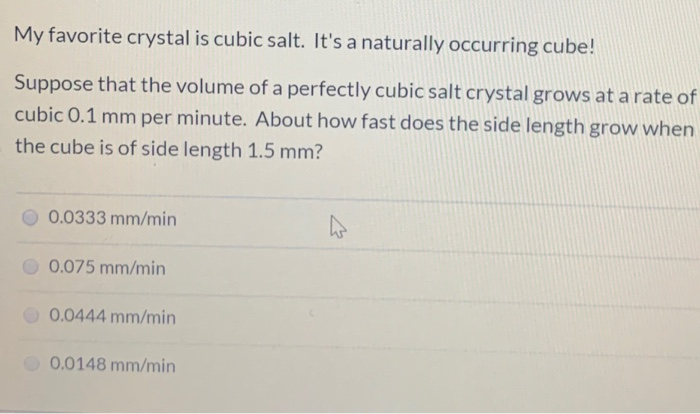 Solved My favorite crystal is cubic salt. It's a naturally | Chegg.com