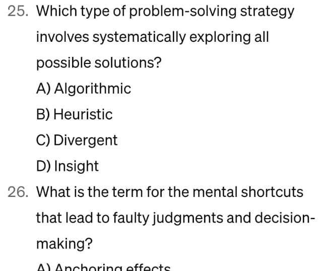 Solved Which type of problem-solving strategy involves | Chegg.com