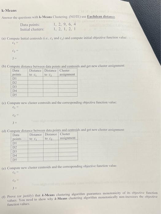 Solved k-Means Answer the questions with k-Means Clustering. | Chegg.com