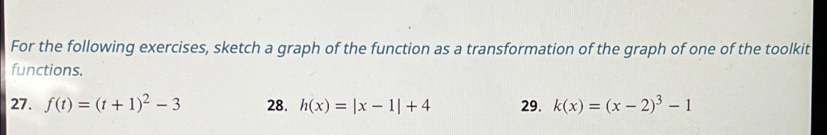 Solved For the following exercises, sketch a graph of the | Chegg.com