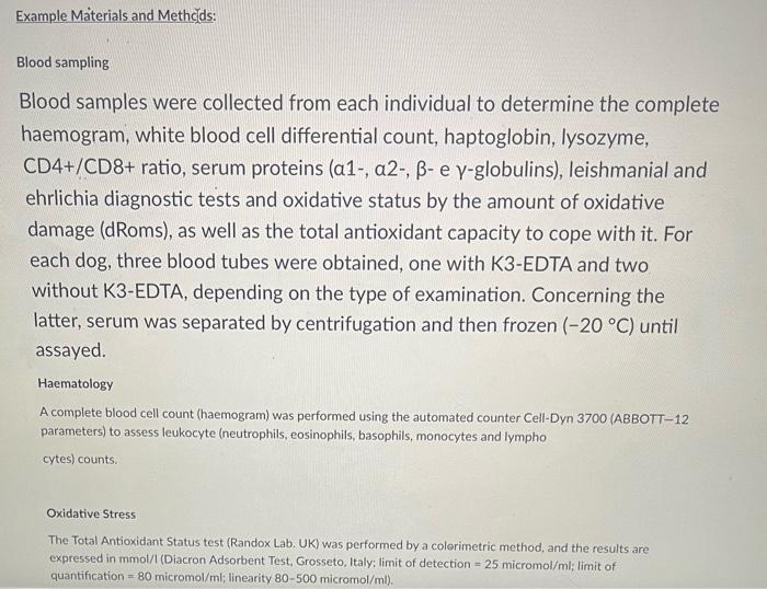 MATERIALS & METHODS Format: Write in Paragraph | Chegg.com