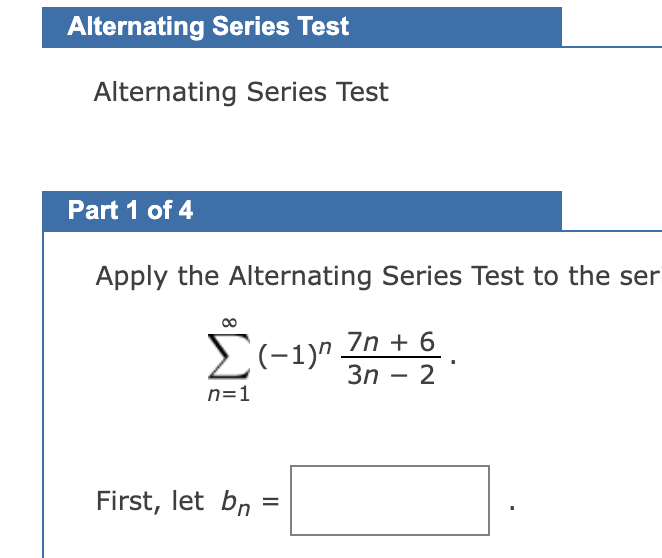 Solved Alternating Series Testalternating Series Testpart 1