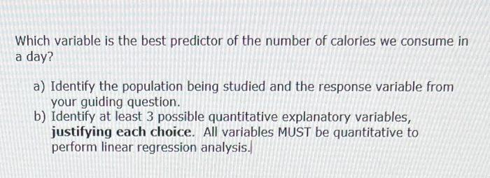 Solved Which variable is the best predictor of the number of | Chegg.com
