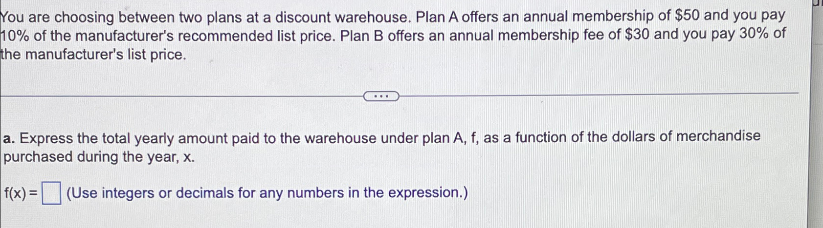 Solved You are choosing between two plans at a discount | Chegg.com