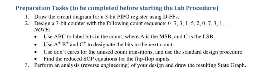 Solved Preparation Tasks (to be completed before starting | Chegg.com