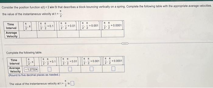Solved Consider The Position Function S T 2sin5t That