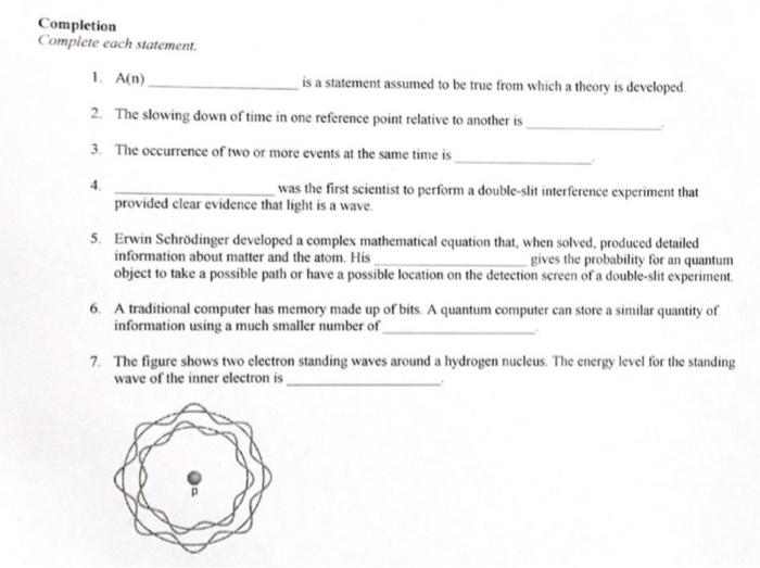Solved Completion Complete each statement. 1. A(n) is a | Chegg.com