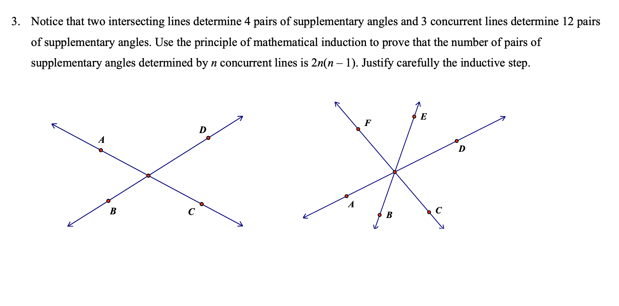 Notice that two intersecting lines determine 4 ﻿pairs | Chegg.com