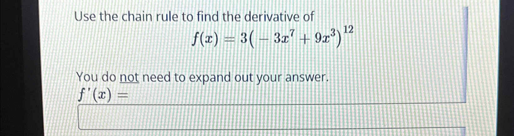 Solved Use the chain rule to find the derivative | Chegg.com