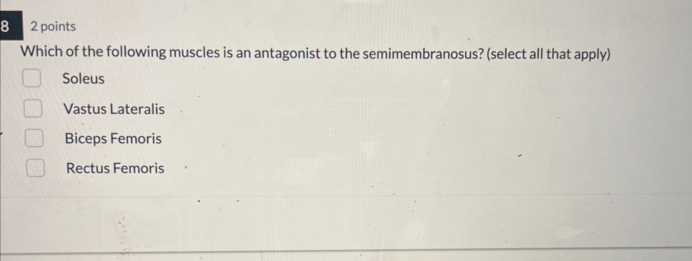 Solved 8 ﻿pointsWhich of the following muscles is an | Chegg.com