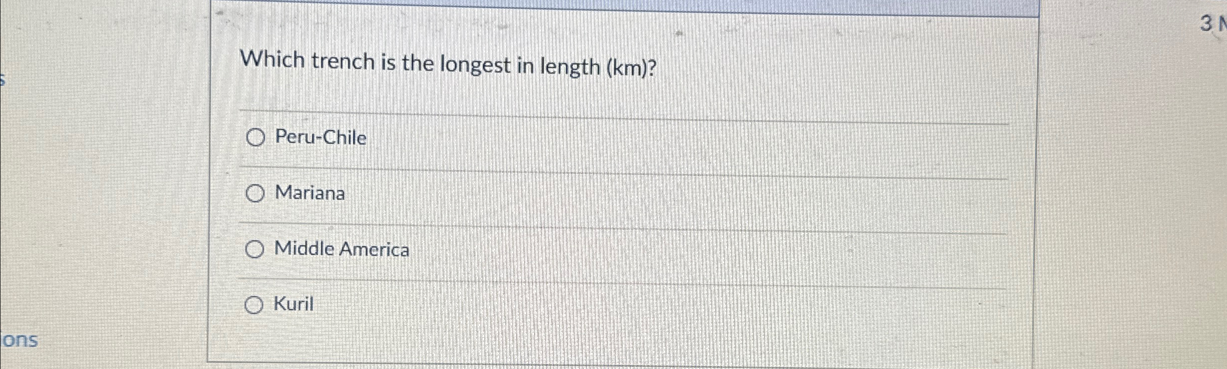Solved Which trench is the longest in length | Chegg.com