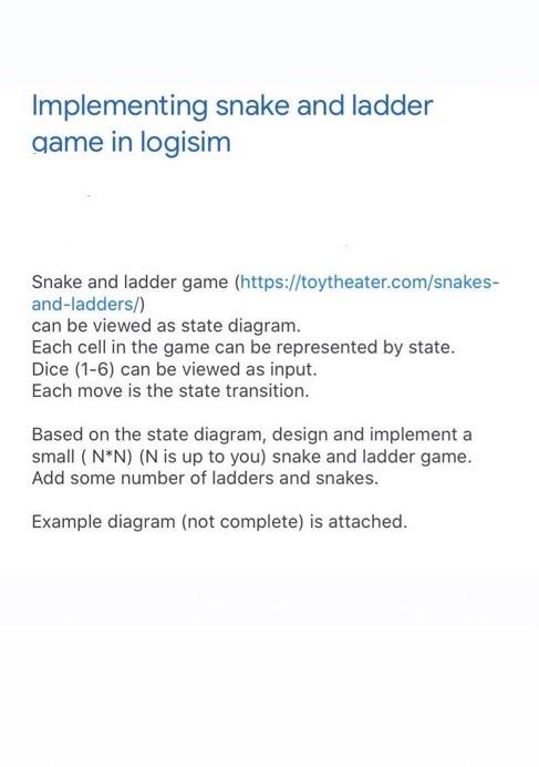 Solved Implementing snake and ladder game in logisim Snake | Chegg.com