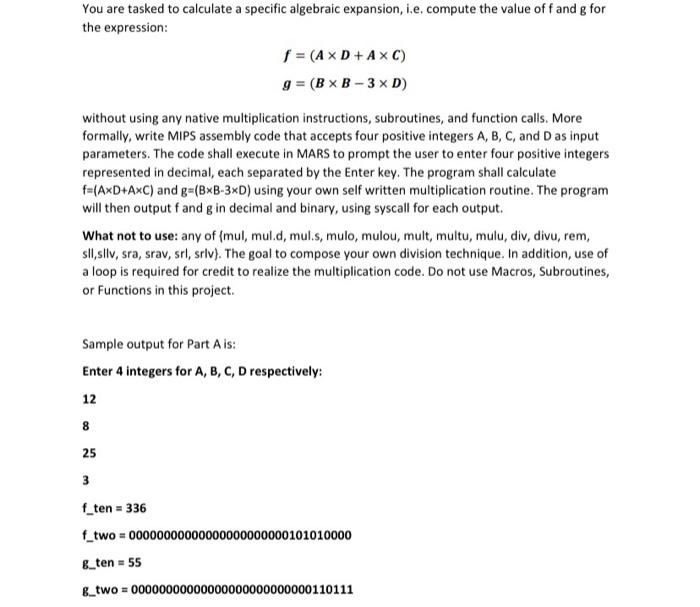 Solved You are tasked to calculate a specific algebraic | Chegg.com