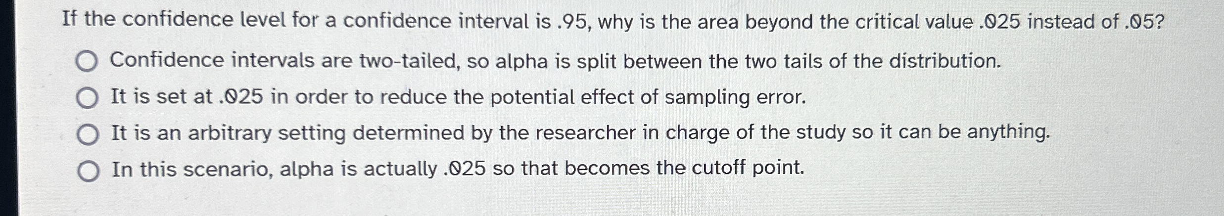 Solved If the confidence level for a confidence interval is | Chegg.com