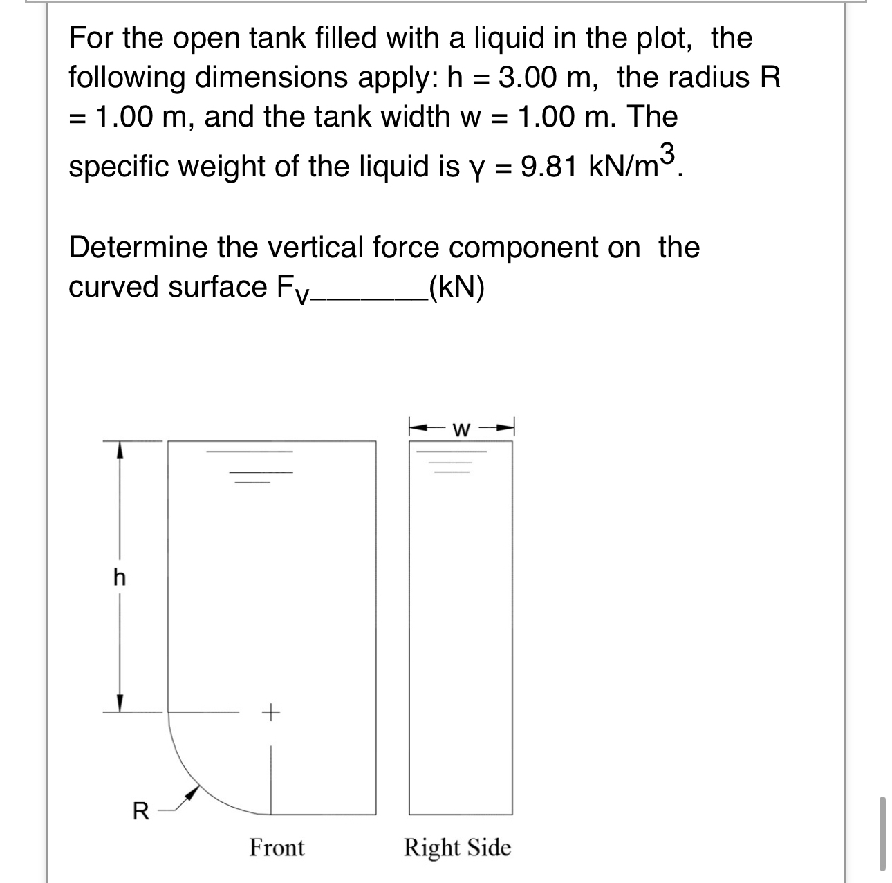 Solved For the open tank filled with a liquid in the plot, | Chegg.com