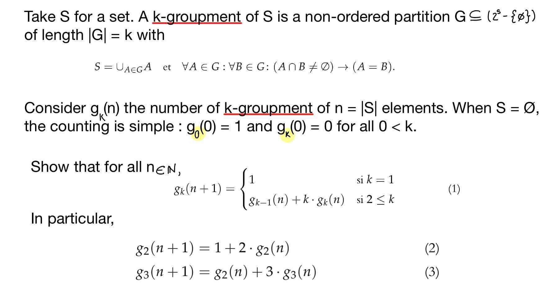 Solved Take S for a set. A k-groupment of S is a non-ordered | Chegg.com