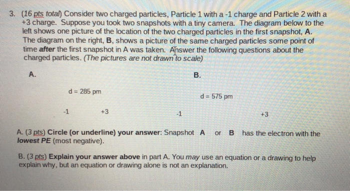 Solved 3. (16 pts total) Consider two charged particles, | Chegg.com