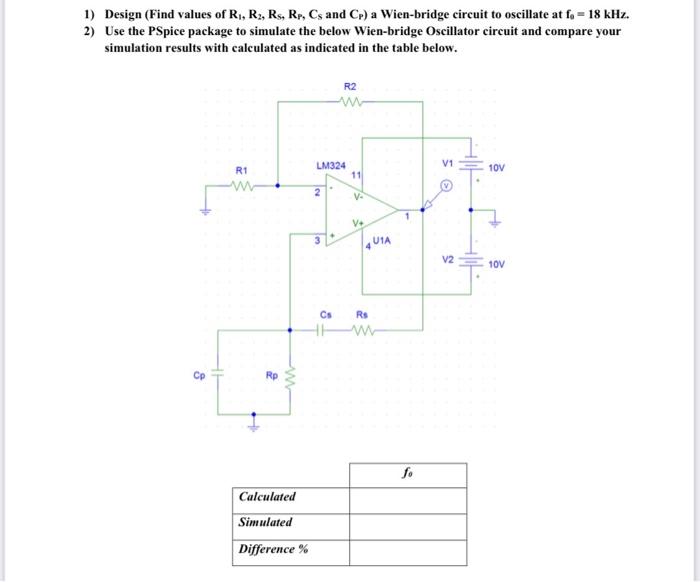 Solved 1) Design (Find values of R1, R2, Rs, Rp, Cs and Cp) | Chegg.com