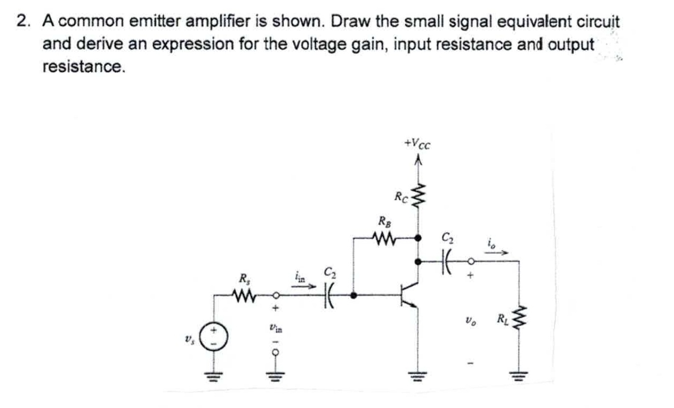 Solved A common emitter amplifier is shown. Draw the small | Chegg.com