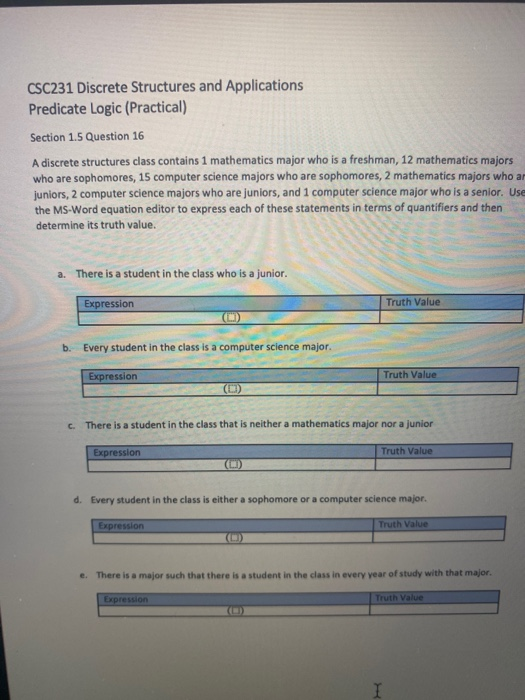 Solved CSC231 Discrete Structures and Applications Predicate | Chegg.com