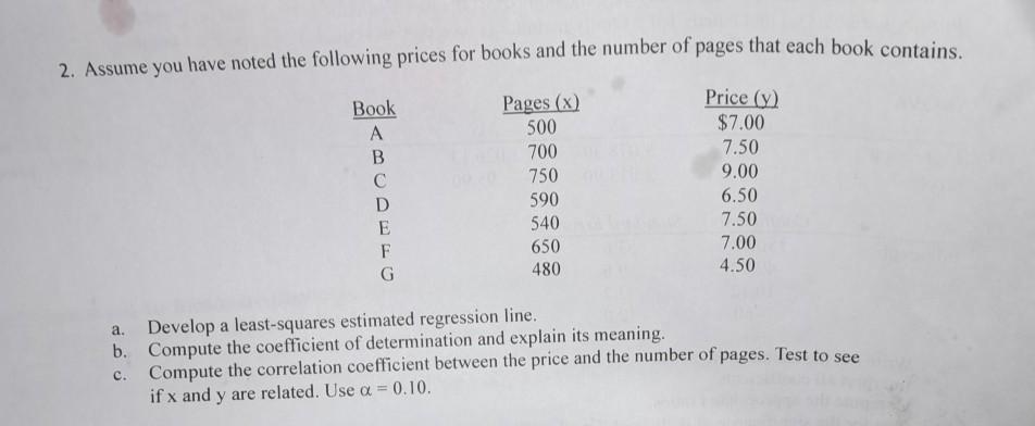 Solved Assume you have noted the following prices for books | Chegg.com