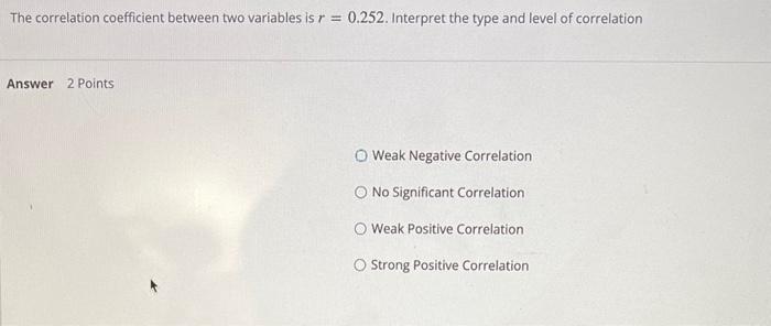 Solved The correlation coefficient between two variables is | Chegg.com