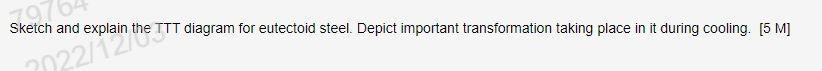 Solved Sketch and explain the TTT diagram for eutectoid | Chegg.com