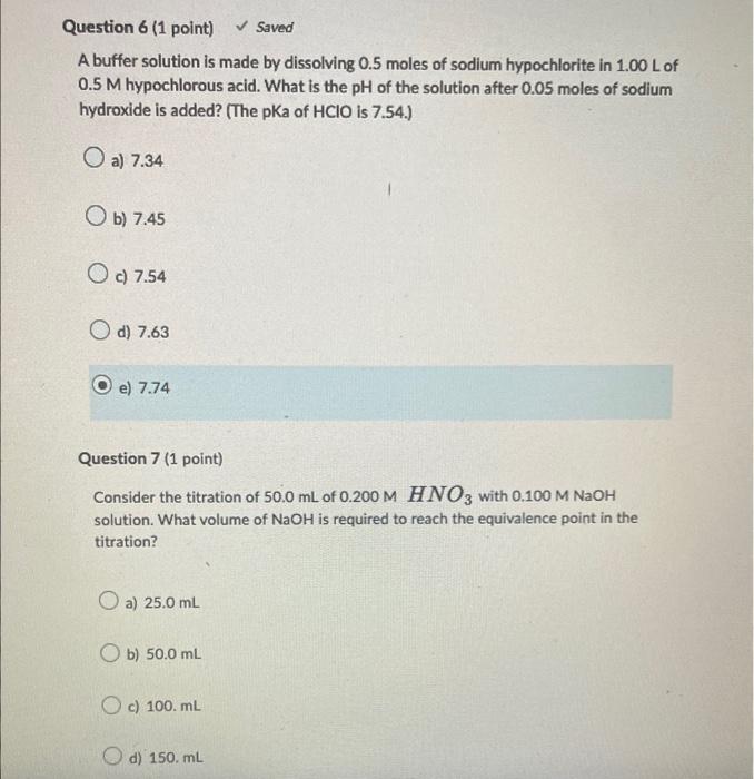 Solved A buffer solution is made by dissolving 0.5 moles of | Chegg.com