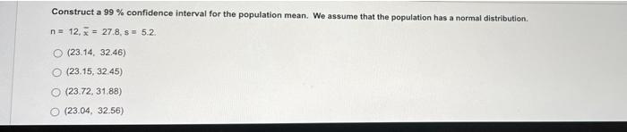 Solved Construct a 99 % confidence interval for the | Chegg.com