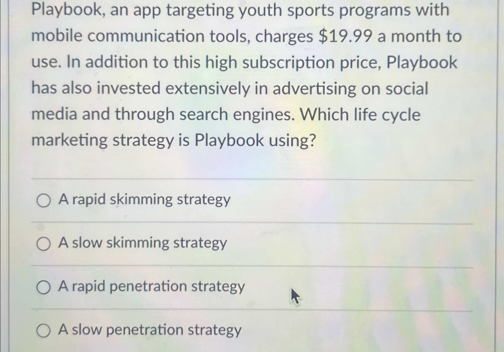 Solved Playbook, an app targeting youth sports programs with | Chegg.com
