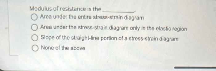 Solved Modulus of resistance is the Area under the entire | Chegg.com